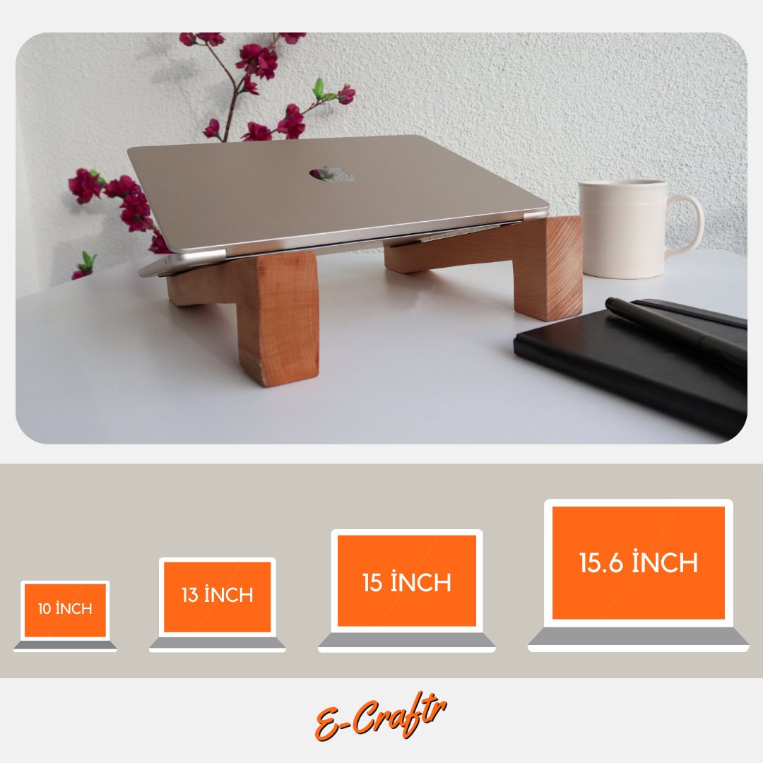 E-craftr Wooden Laptop Stand Wooden Laptop Riser Natural Beech Tree ...