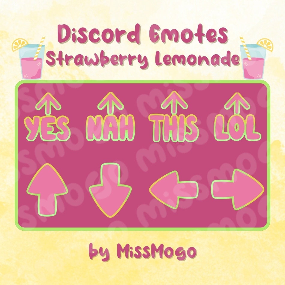 Discord Reactions and Emotes | Color: Strawberry Lemonade - Etsy