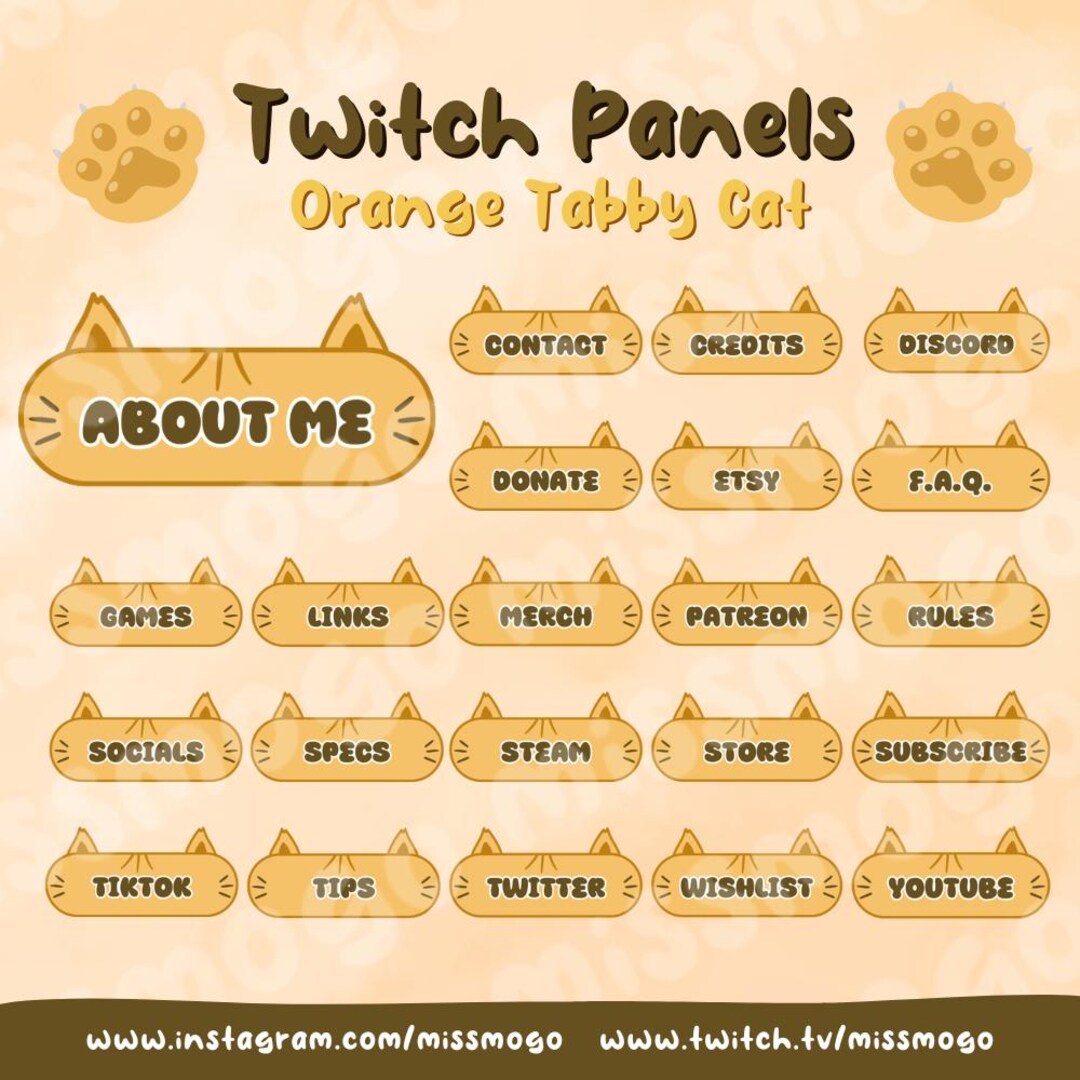 Orange Tabby Cat Panels for Twitch | Cute Panels for Streamers | Cozy ...