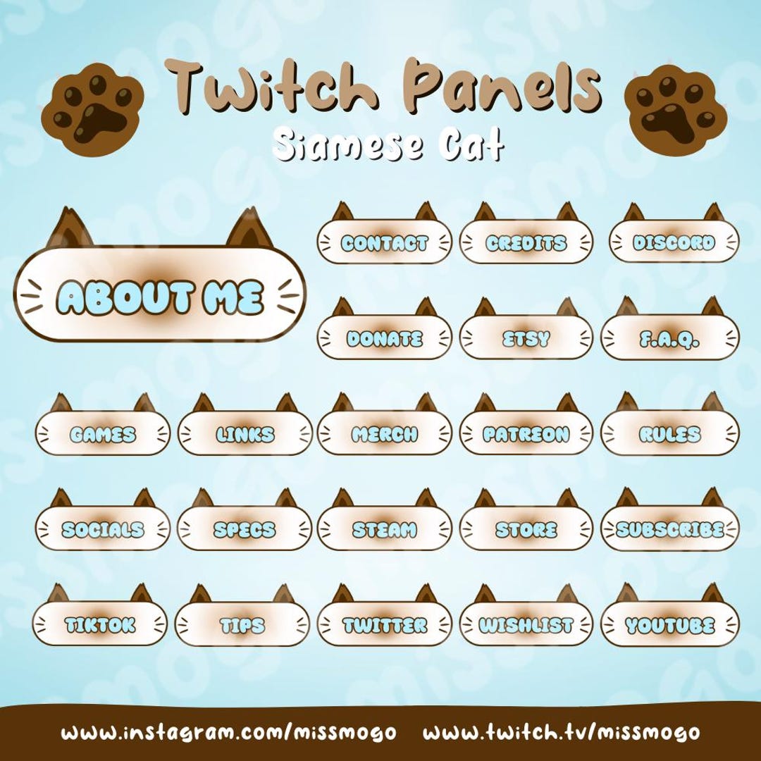 Siamese Cat Panels for Twitch | Cute Panels for Streamers | Cozy Gamer ...