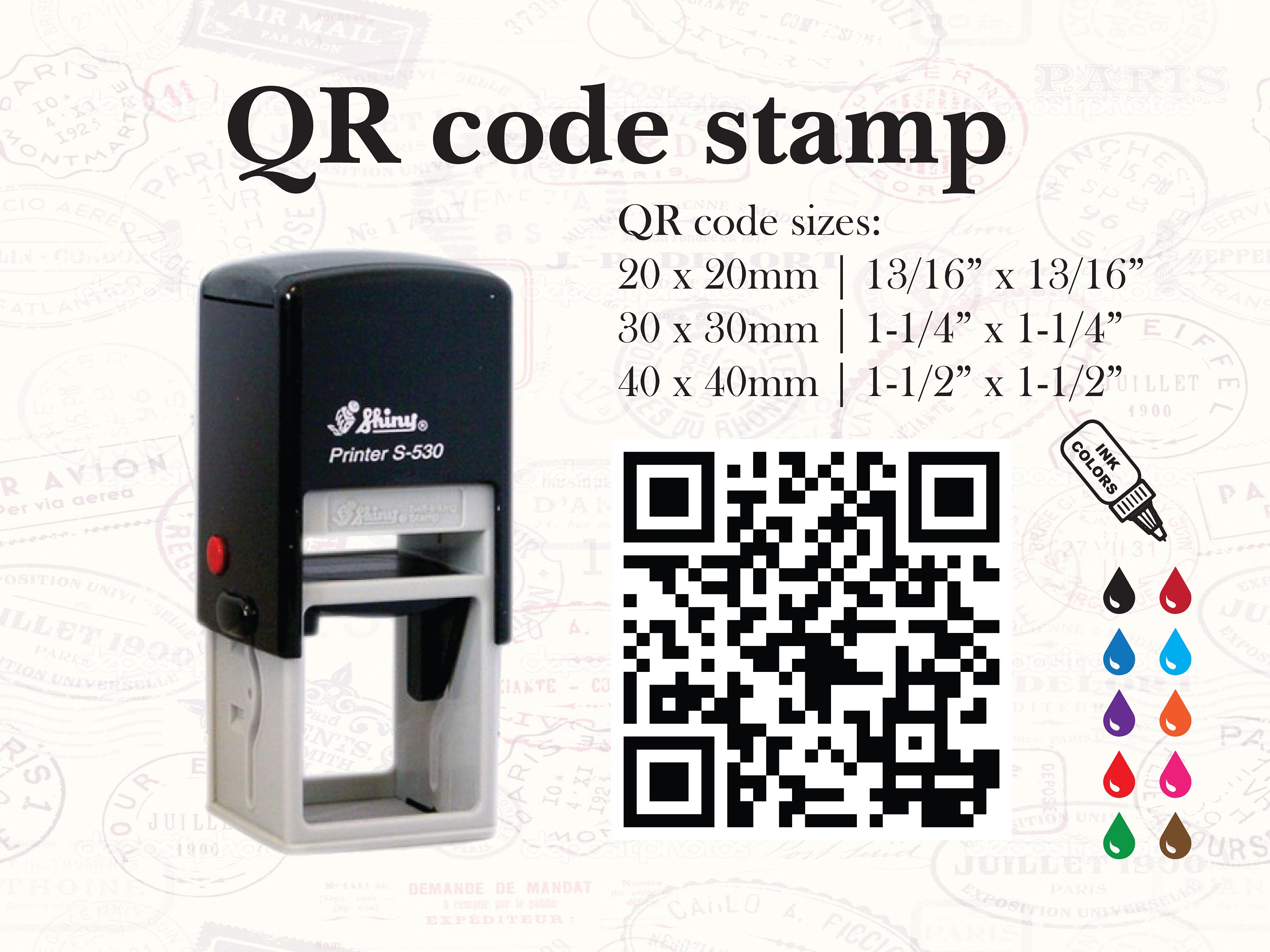 QR Code Stamp. Stamp With Your Own Custom QR Code. Any Information ...