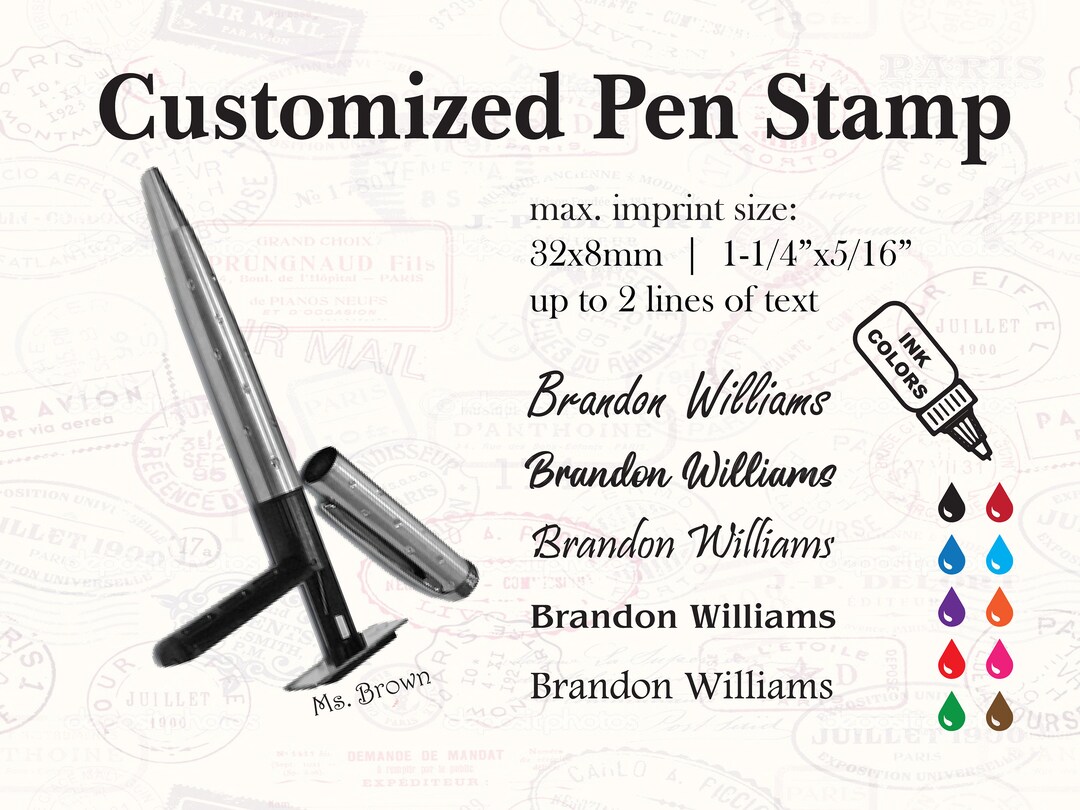 Pen Stamp. Free Shipping. Writer Stamp. Customized Pen Stamper. Name ...