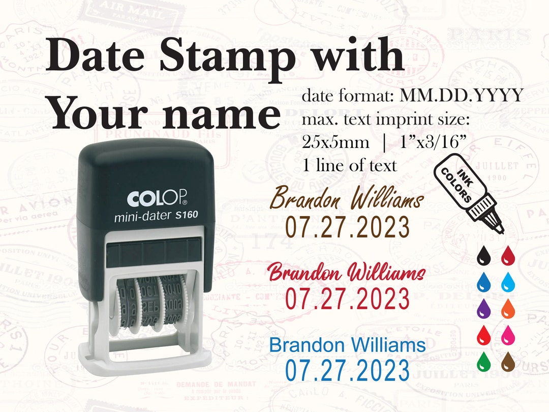 Date Name Stamp. Customized Date Stamp With Your Name or Any Other Text ...