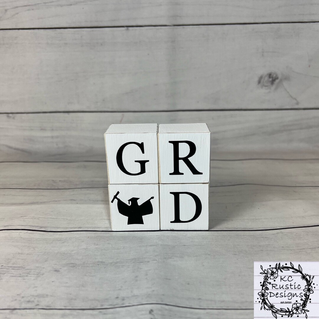 Graduation Decor/wood Blocks/tiered Tray Decor/wood Decor/mantle Decor ...