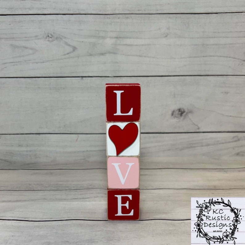 Valentine Love Wood Blocks/ Tiered Tray Decor/ Wood Decor/ Valentine ...
