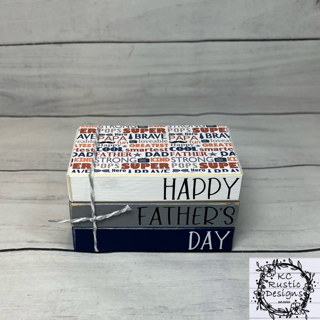 Fathers Day Mini Wood Book Stack/ Tiered Tray Decor/ Fathers Day Tier ...