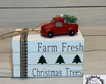 Christmas Mini Wood Book Stack/ Tiered Tray Decor/ Book - Etsy