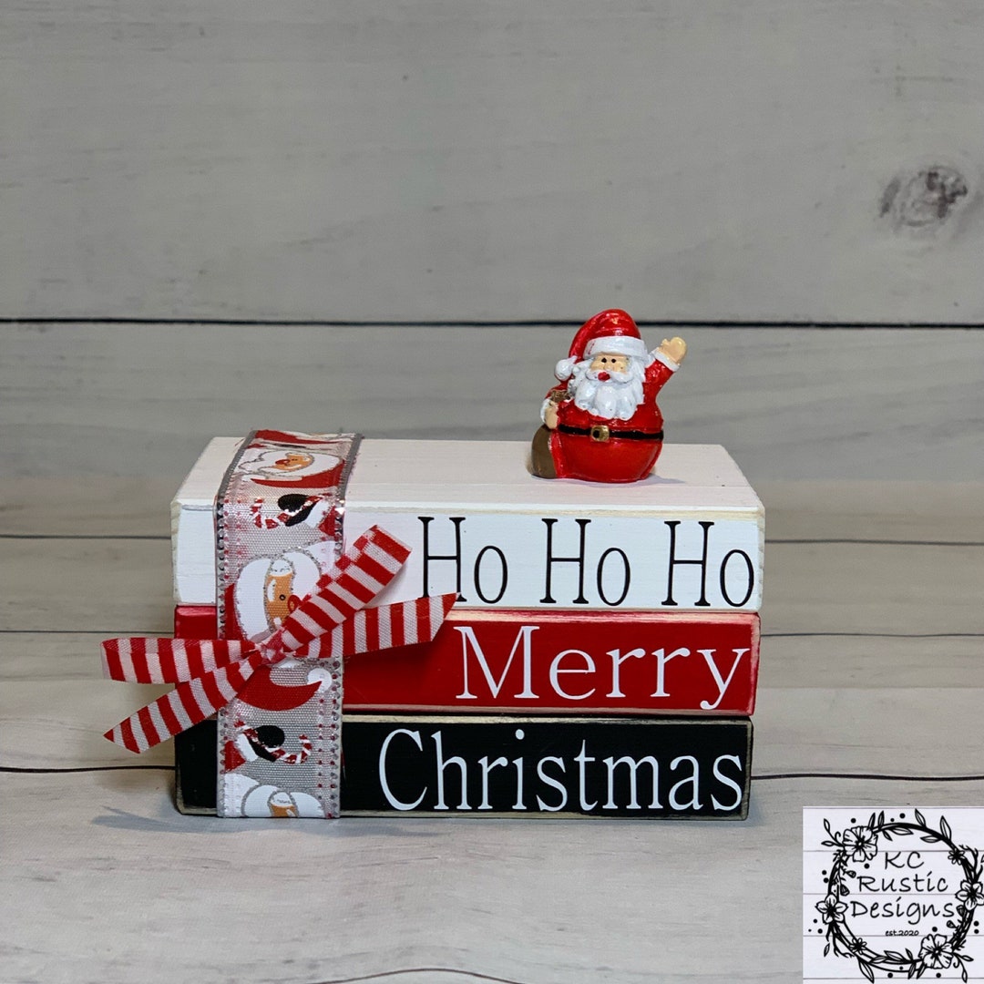 Christmas Mini Wood Book Stack/ Tiered Tray Decor/ Book Bundle ...