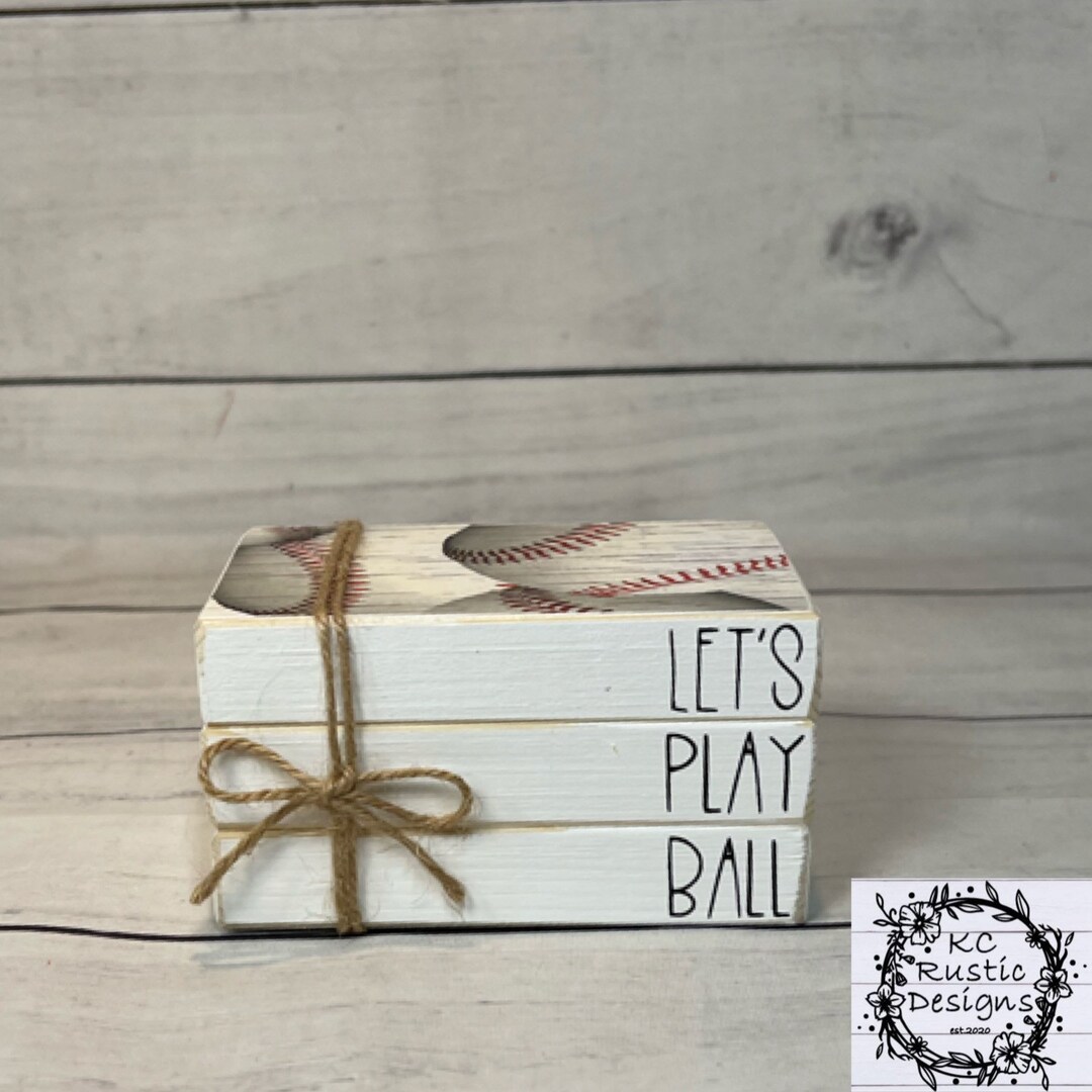 Baseball Theme Mini Wood Book Stack/ Let’s Play Ball/ Tiered Tray Decor ...