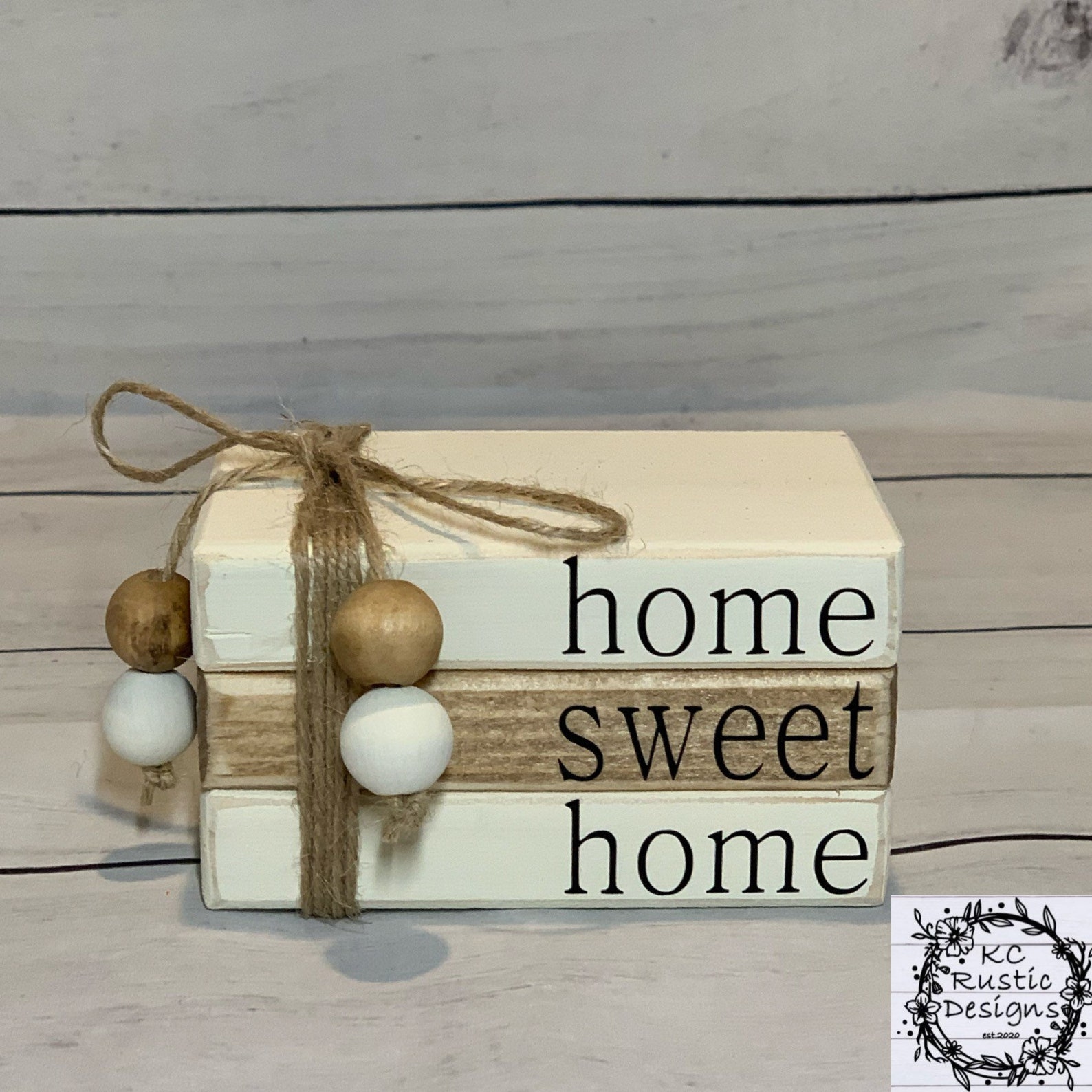 Farmhouse Wood Book Stack/ Home Sweet Home/ Book Bundle/ | Etsy
