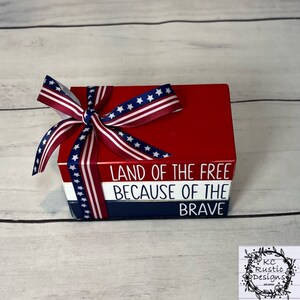 Patriotic Mini Wood Book Stack/patriotic Decor/ Tier Tray Decor/ 4th of ...