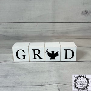 Graduation Decor/wood Blocks/tiered Tray Decor/wood Decor/mantle Decor ...