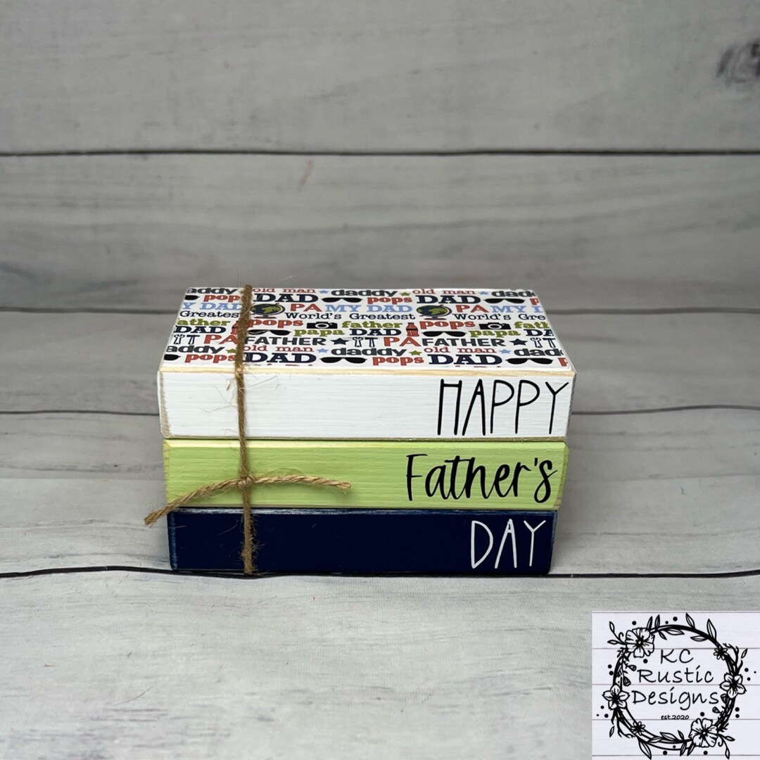 Fathers Day Mini Wood Book Stack/ Tiered Tray Decor/ Fathers Day Tier ...
