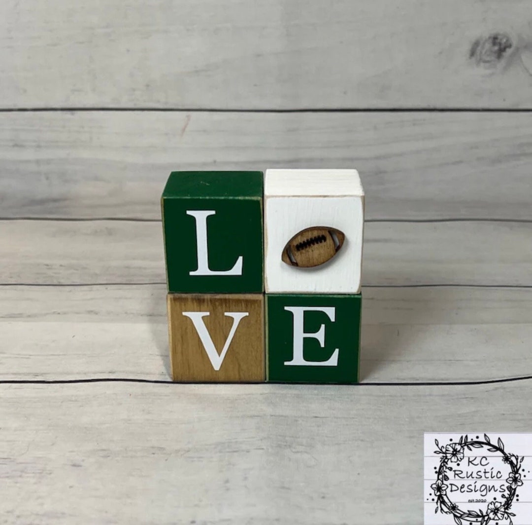 Football Decor/ Wood Blocks/ Tiered Tray Decor/ Wood Decor/ Mantle ...