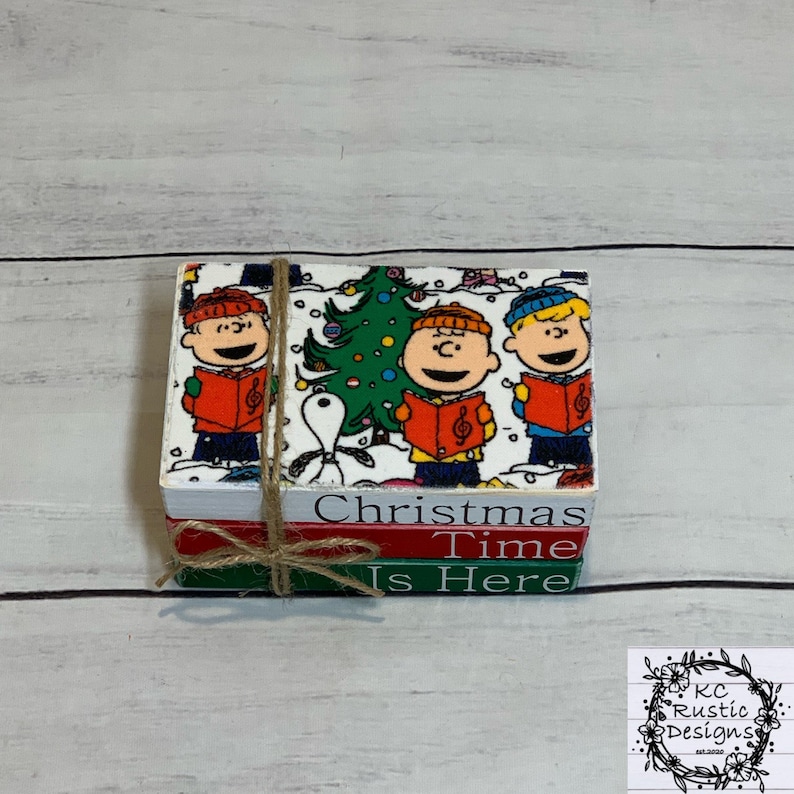 Christmas Mini Wood Book Stack/christmas Timeis Here/tiered Tray Decor ...