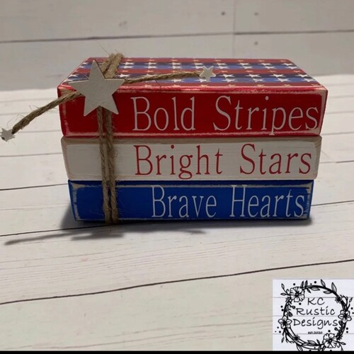 Patriotic Mini Wood Book Stack With Truck/tier Tray Decor/ - Etsy