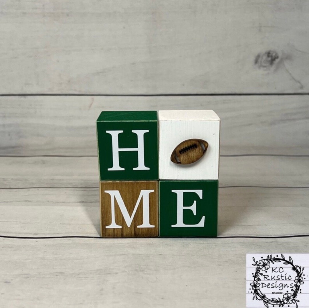Football Decor/ Wood Blocks/ Tiered Tray Decor/ Wood Decor/ Mantle ...