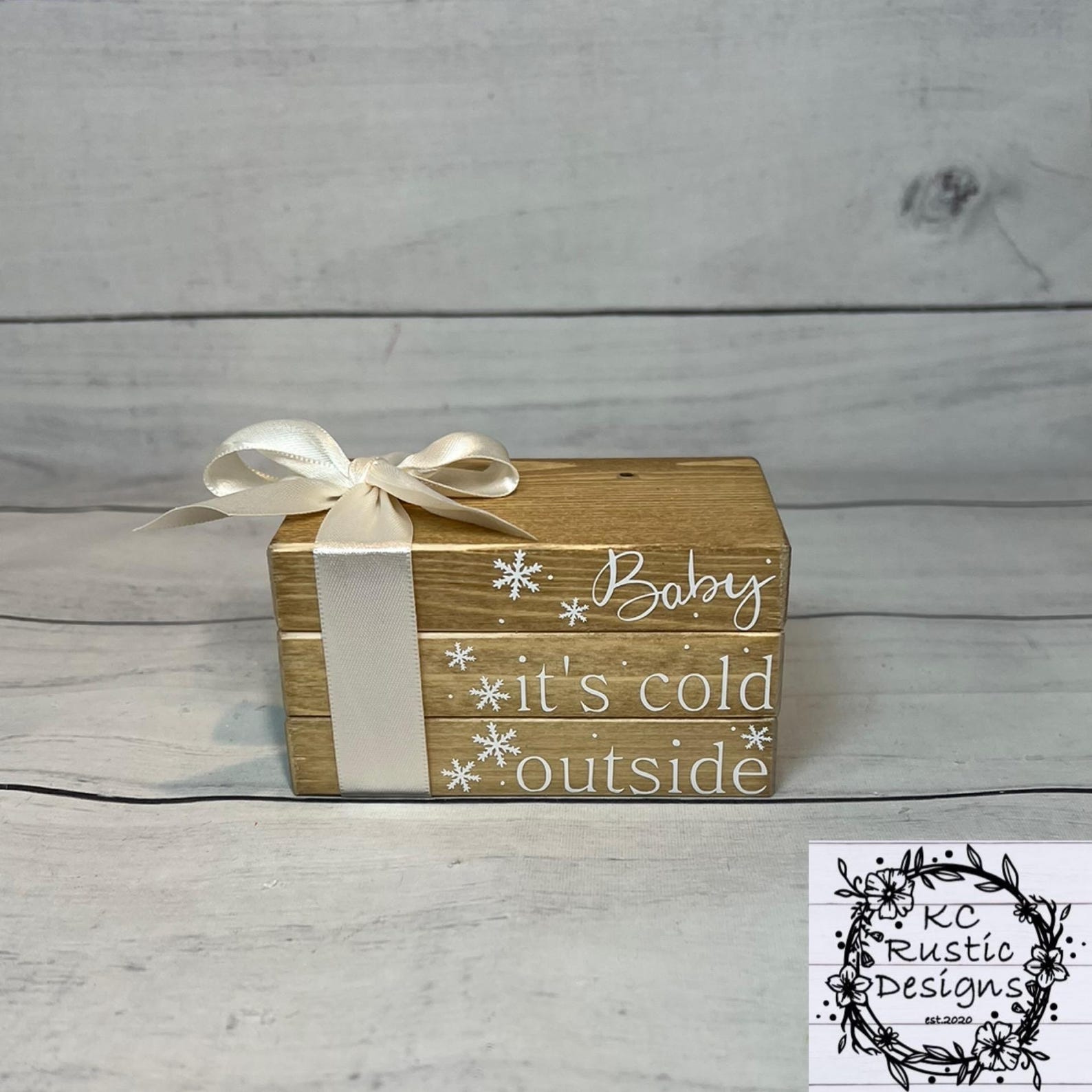 Christmas Mini Wood Book Stack/let It Snow/wood Books/tiered Tray Decor ...