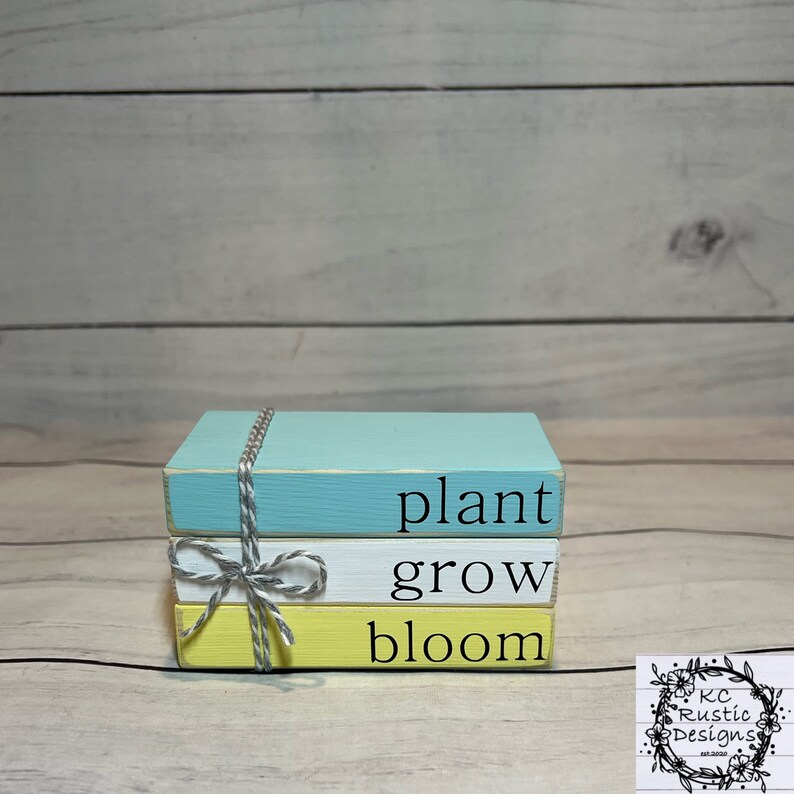 Spring Wood Mini Book Stack/ Planter/ Spring Decor/ Wood - Etsy