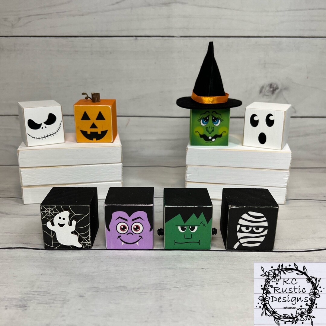 Halloween Wood Blocks/halloween Decor/halloween Tier Tray/tier Tray ...
