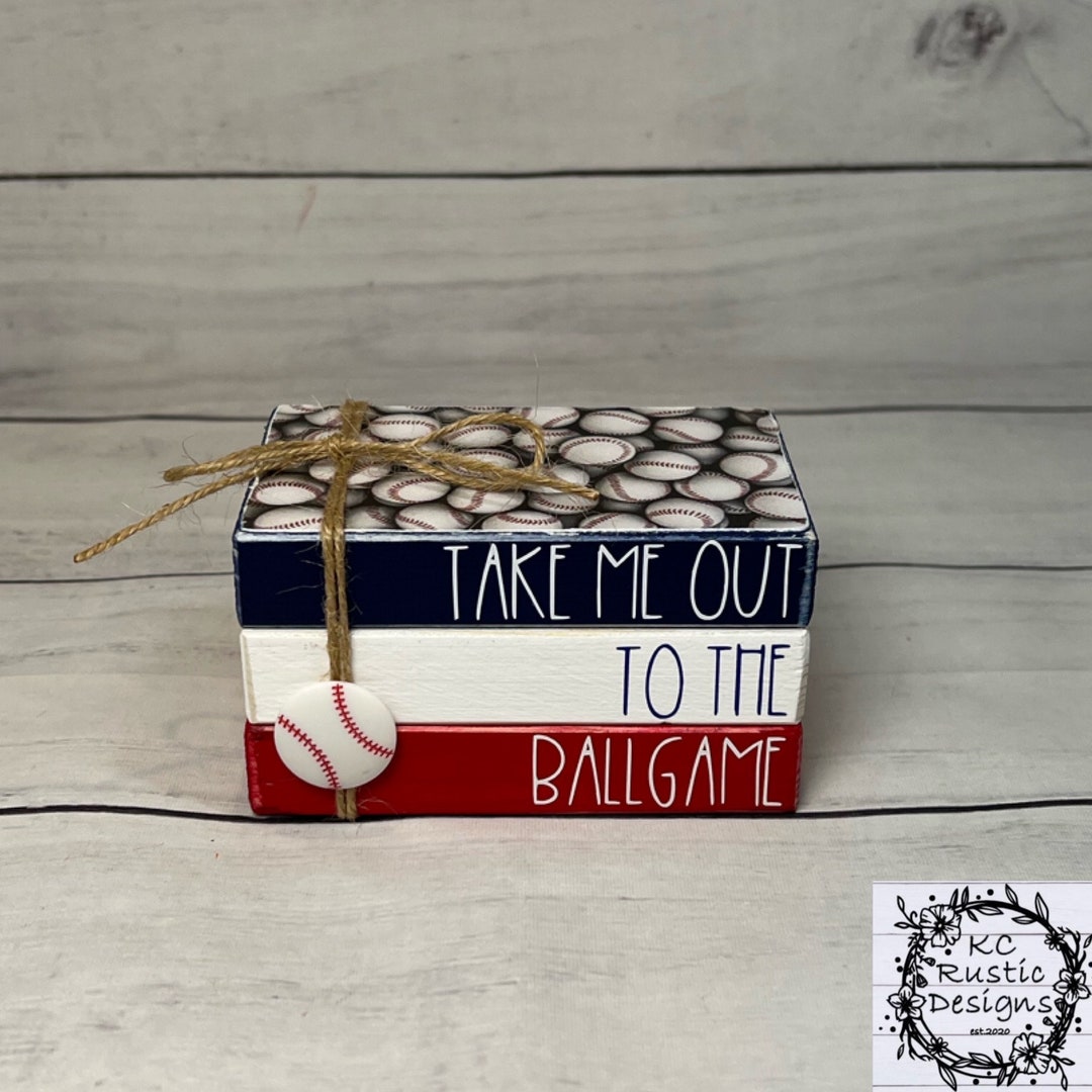 Baseball Mini Wood Book Stack/ Tiered Tray Decor/ Baseball Decor/ Wood ...