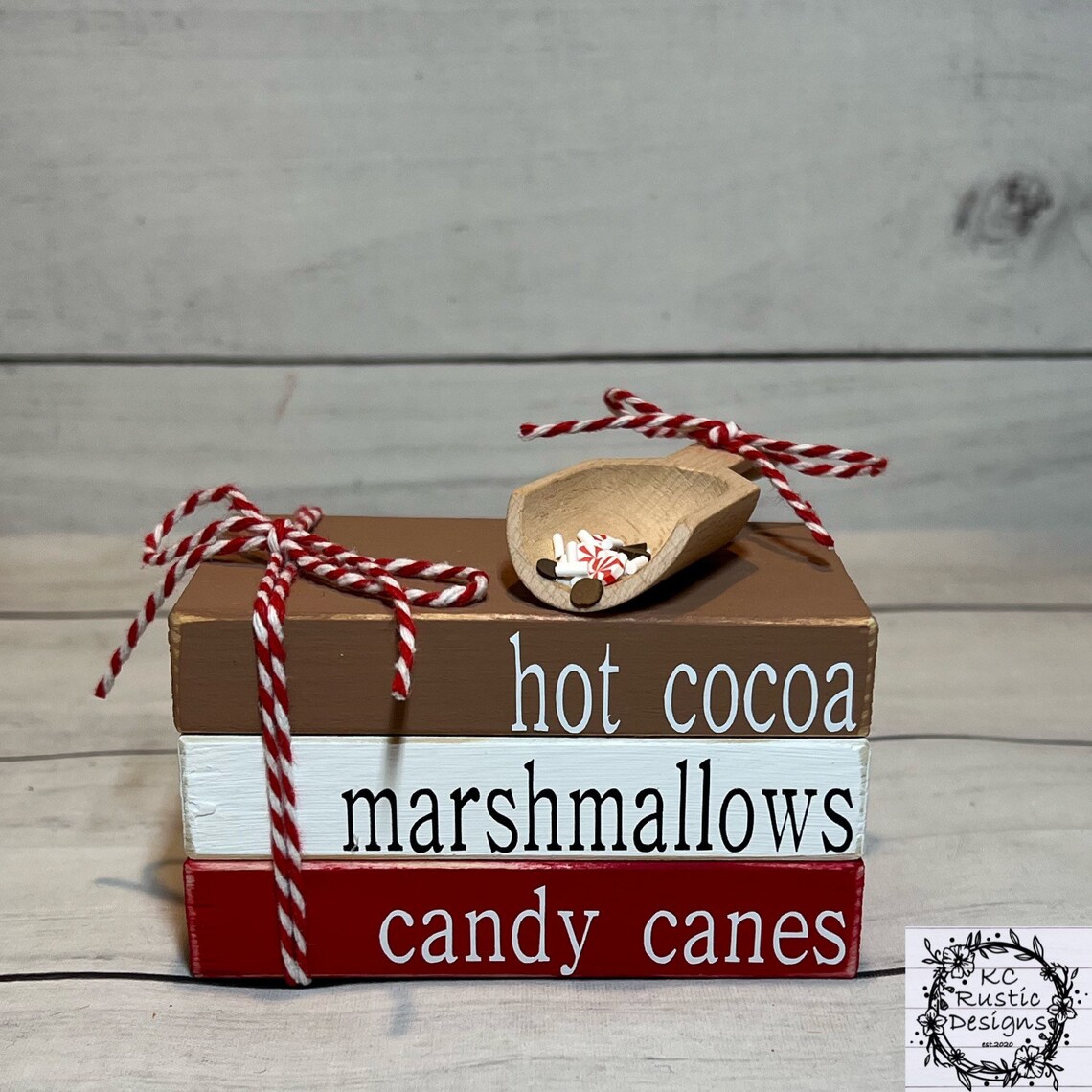 Christmas Mini Wood Book Stack With Scoop/ Christmas Decor/ Farmhouse ...