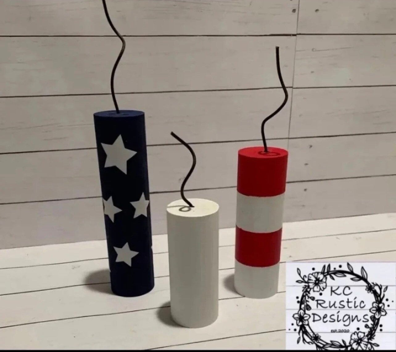Round Wooden Firecrackers/ Tiered Tray Decor/ Wooden Fireworks ...