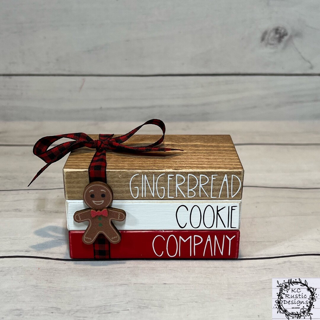 Christmas Mini Wood Book Stack/gingerbread Decor/ Christmas Tier Tray ...