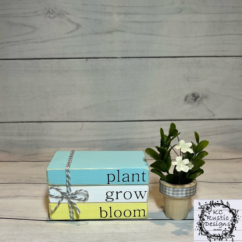 Spring Wood Mini Book Stack/ Planter/ Spring Decor/ Wood - Etsy