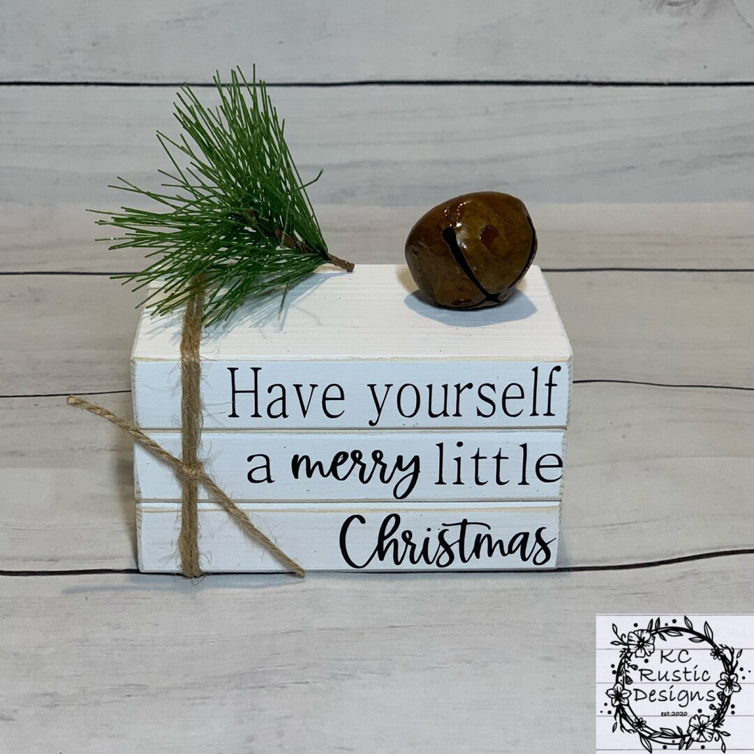 Christmas Mini Wood Book Stack/ Book Bundle/ Tiered Tray Decor ...
