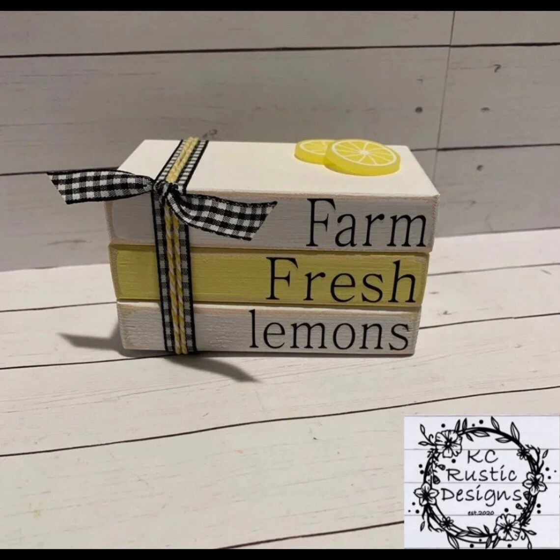 Lemon Mini Wood Book Stack/ Lemonade Decor/ Tier Tray Decor/ | Etsy
