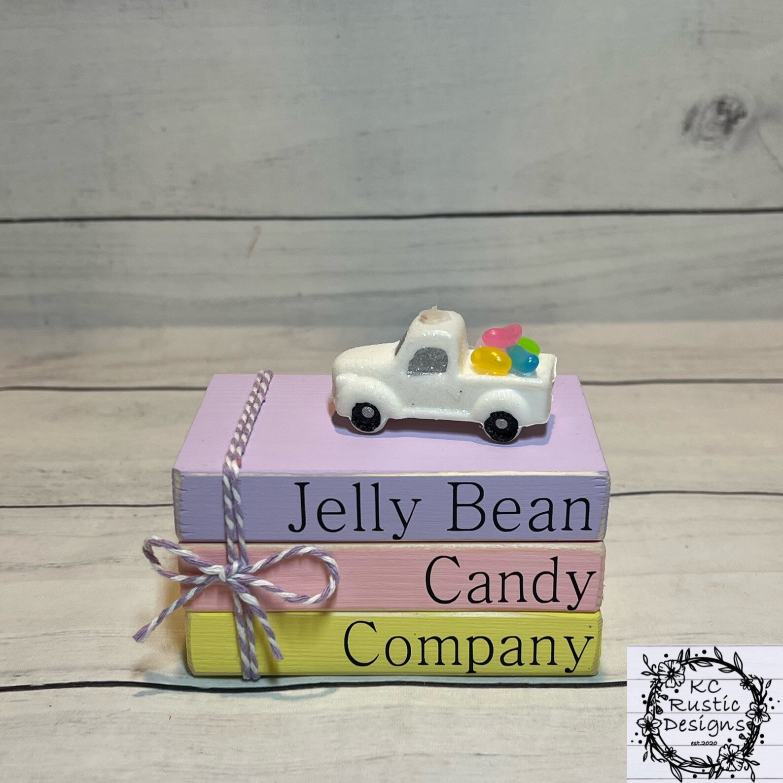 Jelly Bean Candy Company Mini Wood Book Stack With Truck/ - Etsy