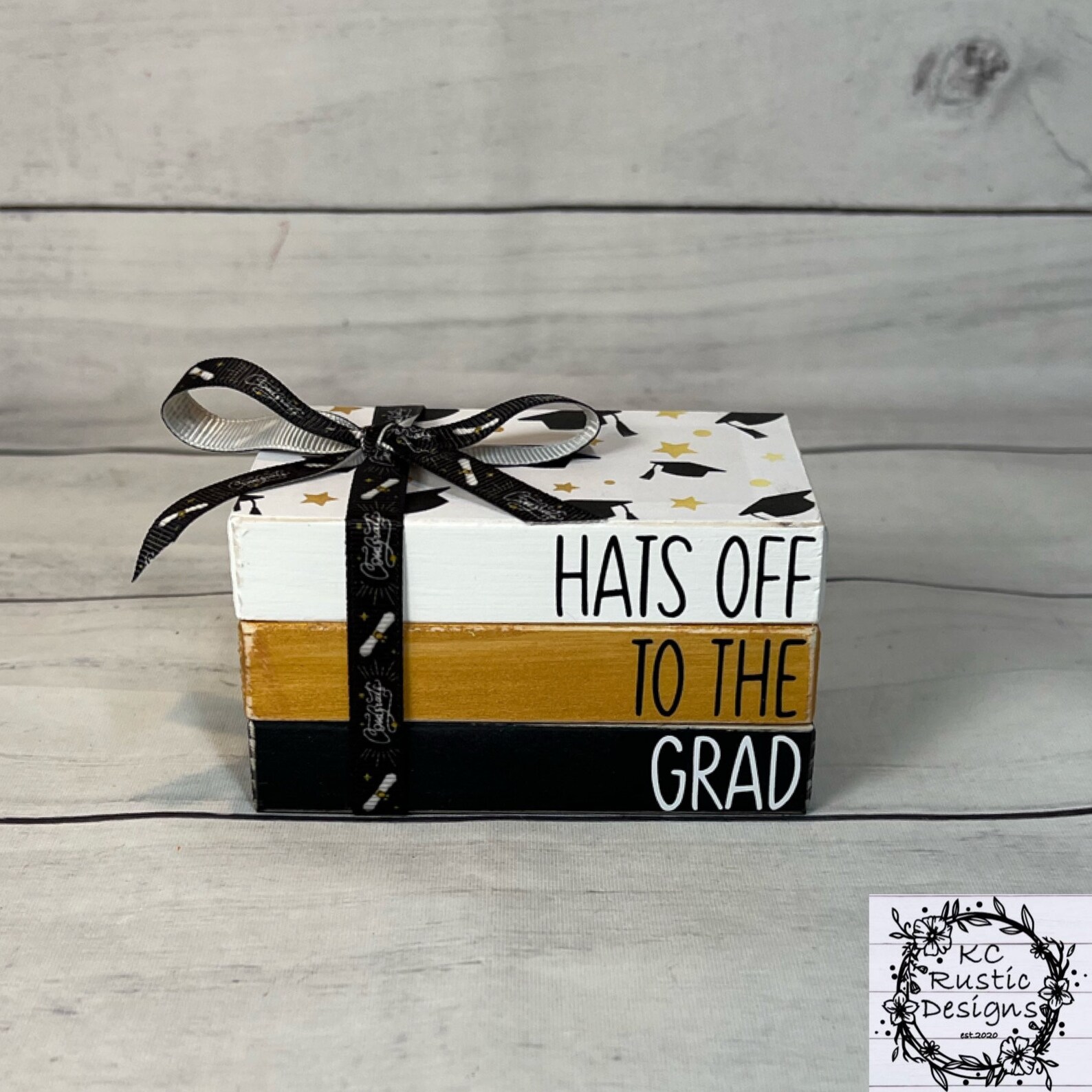 Graduation Mini Wood Book Stack/graduation Tier Tray/8th Grade Graduate ...
