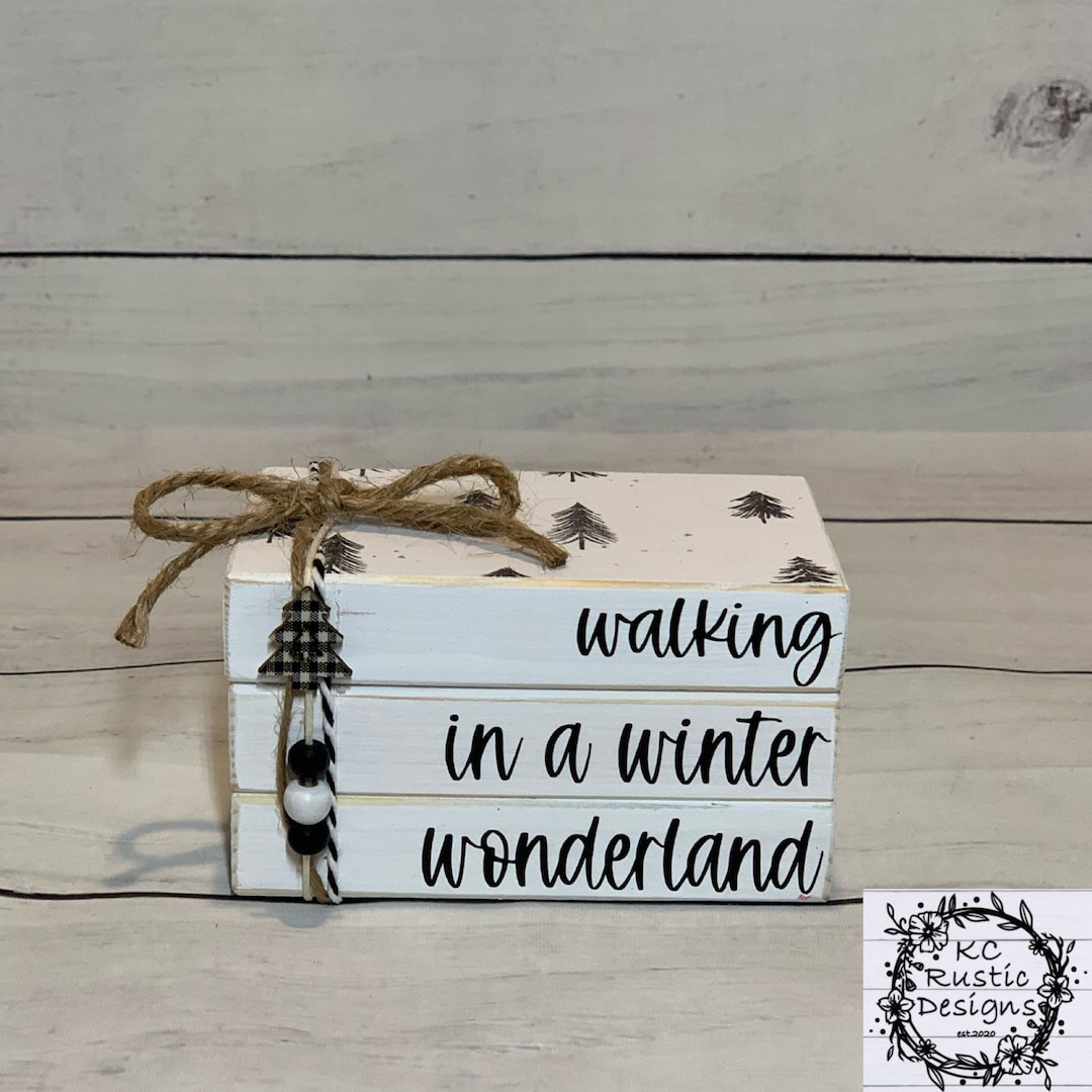 Christmas Mini Wood Book Stack/ Winter Wonderland/ Tiered Tray Decor ...