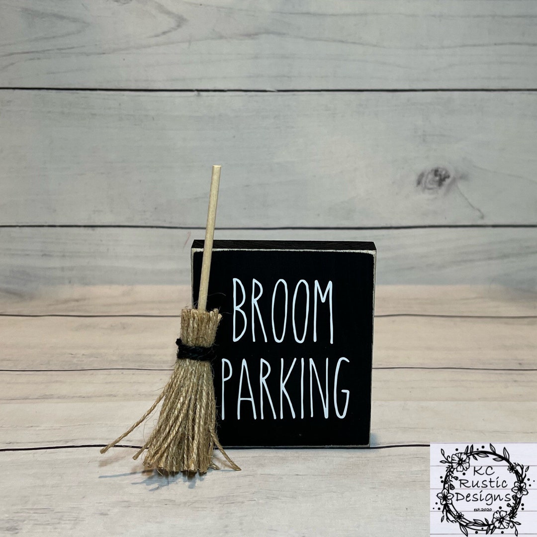 Halloween Wood Sign With Broom/ Broom Parking/ Wood Sign/ Tiered Tray ...