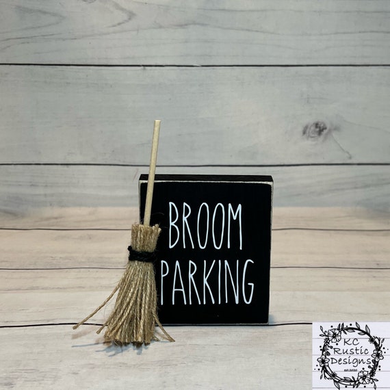 Halloween Wood Sign With Broom/ Broom Parking/ Wood Sign/ - Etsy