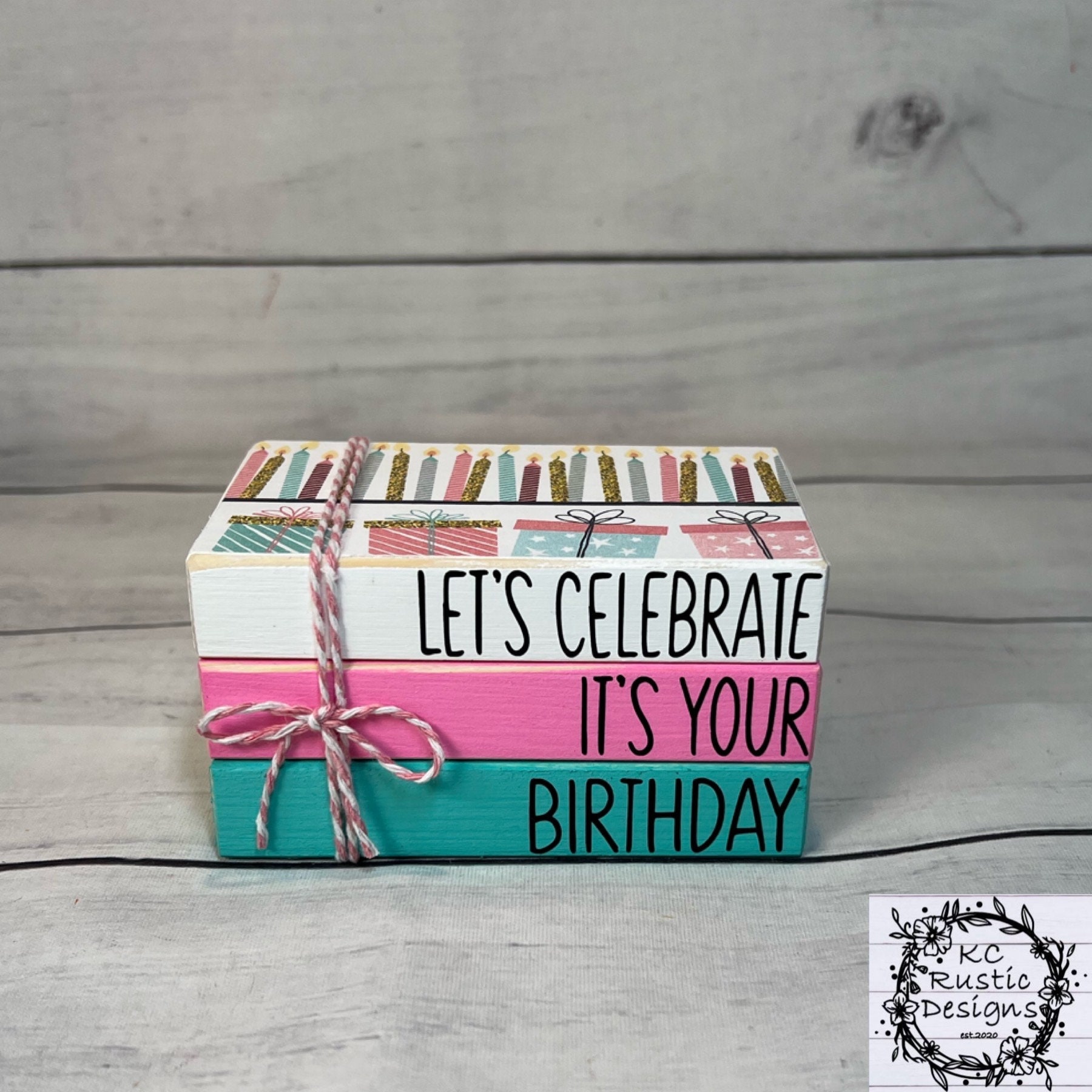 Birthday Mini Wood Book Stack/home Decor/wood Books/tier Tray Decor ...