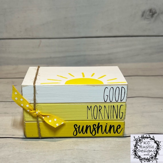 Summer Mini Wood Book Stack/ Good Morning Sunshine/ Tiered | Etsy