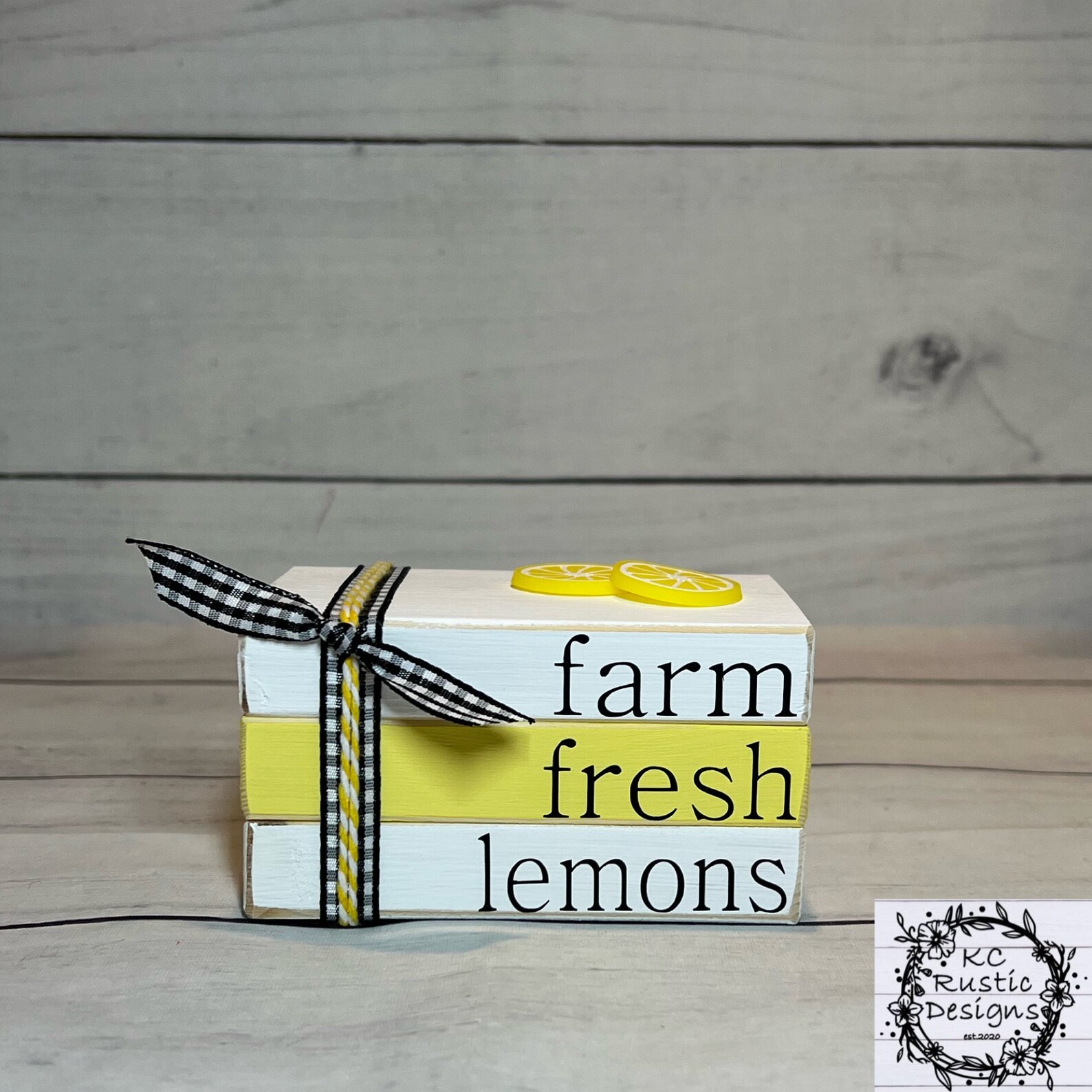 Lemon Mini Wood Book Stack/ Lemonade Decor/ Tier Tray Decor/ - Etsy