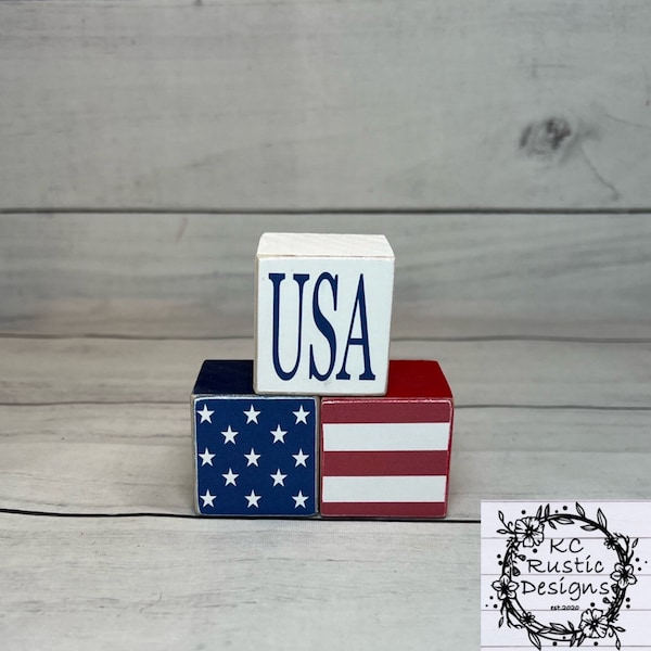 Fourth of July Wood Blocks - Etsy