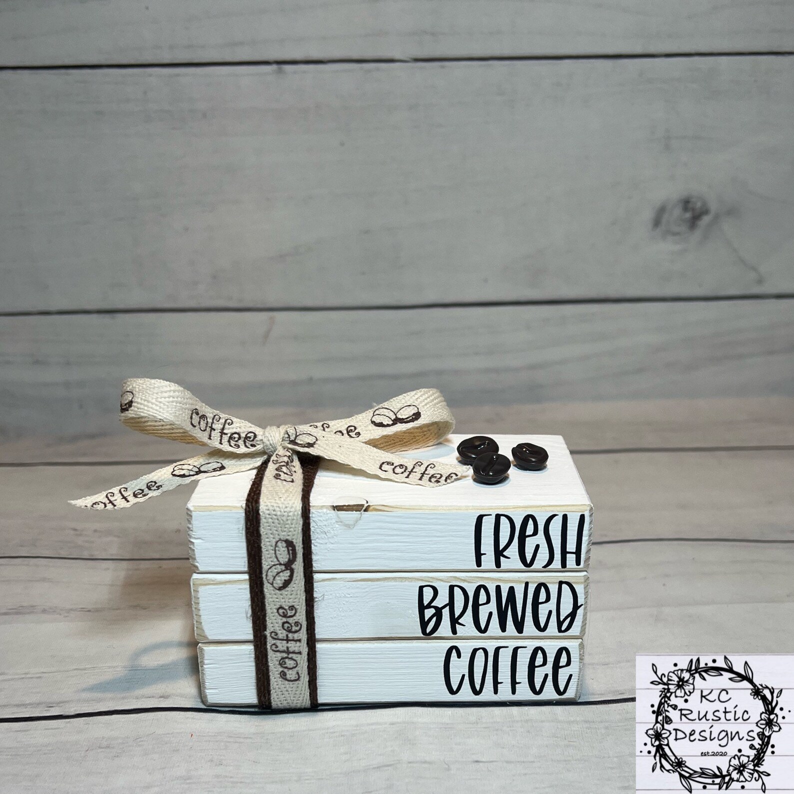 Coffee Mini Wood Book Stack/coffee Bar/ Farmhouse/ Tier Tray Decor/book ...