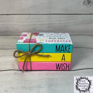 Birthday Mini Wood Book Stack/home Decor/wood Books/tier Tray Decor ...