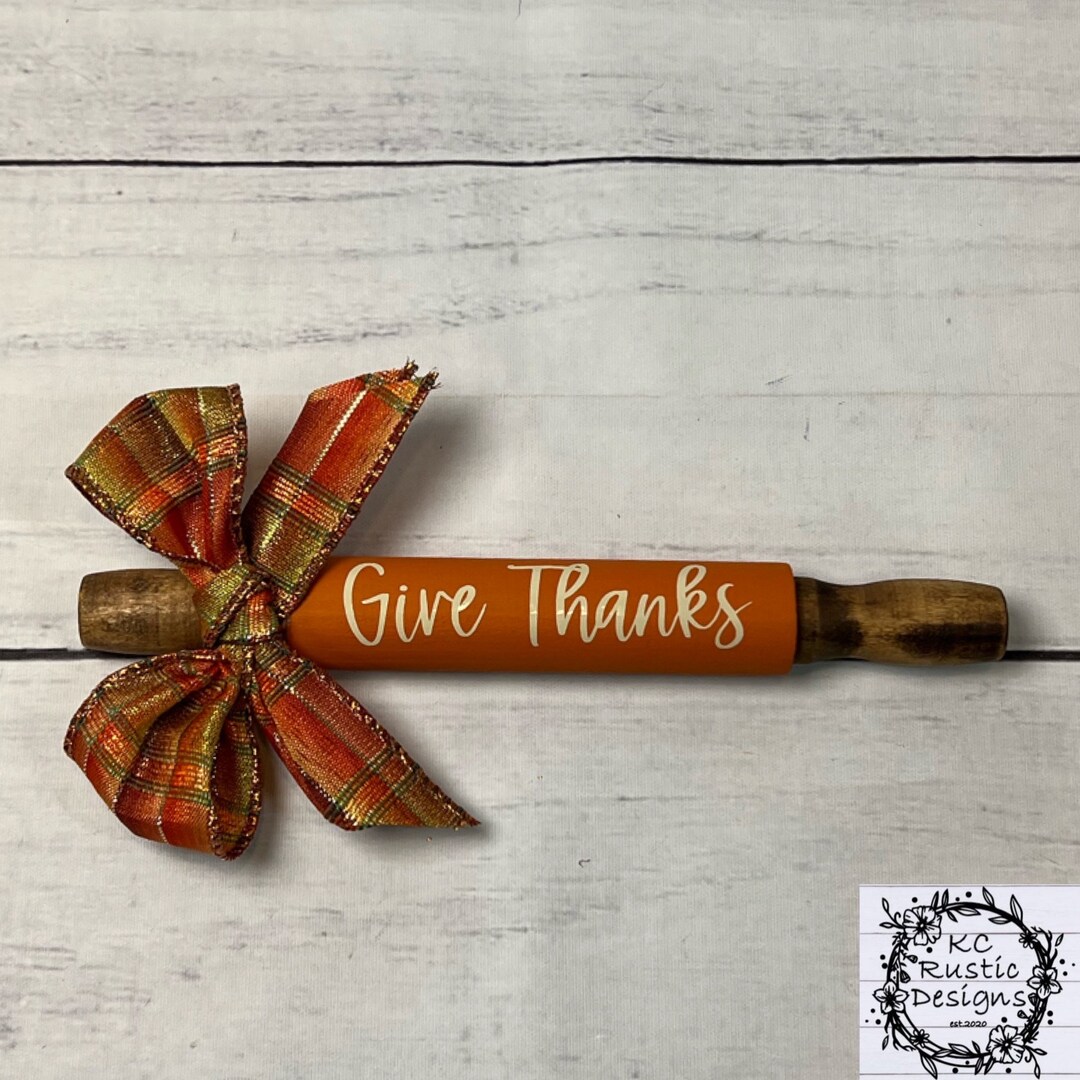 Fall Mini Wood Rolling Pin/ Give Thanks/ Tiered Tray Decor/ Fall Decor ...