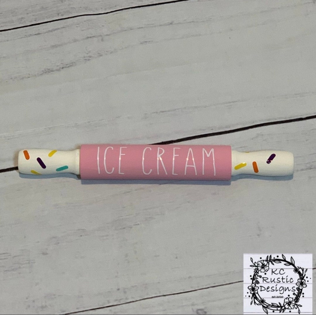Ice Cream Mini Wood Rolling Pin/ice Cream/tier Tray Decor/ Ice Cream ...