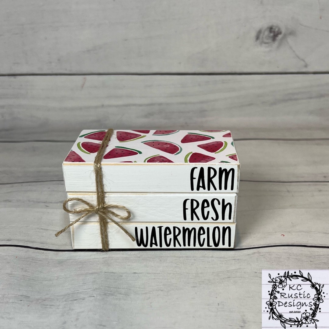 Watermelon Mini Book Stack/summer Decor/tiered Tray Decor/farmhouse ...