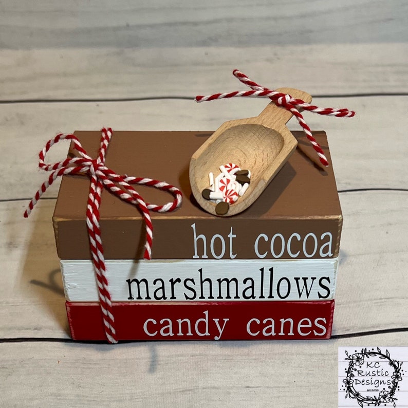 Christmas Mini Wood Book Stack With Scoop/ Christmas Decor/ Farmhouse ...