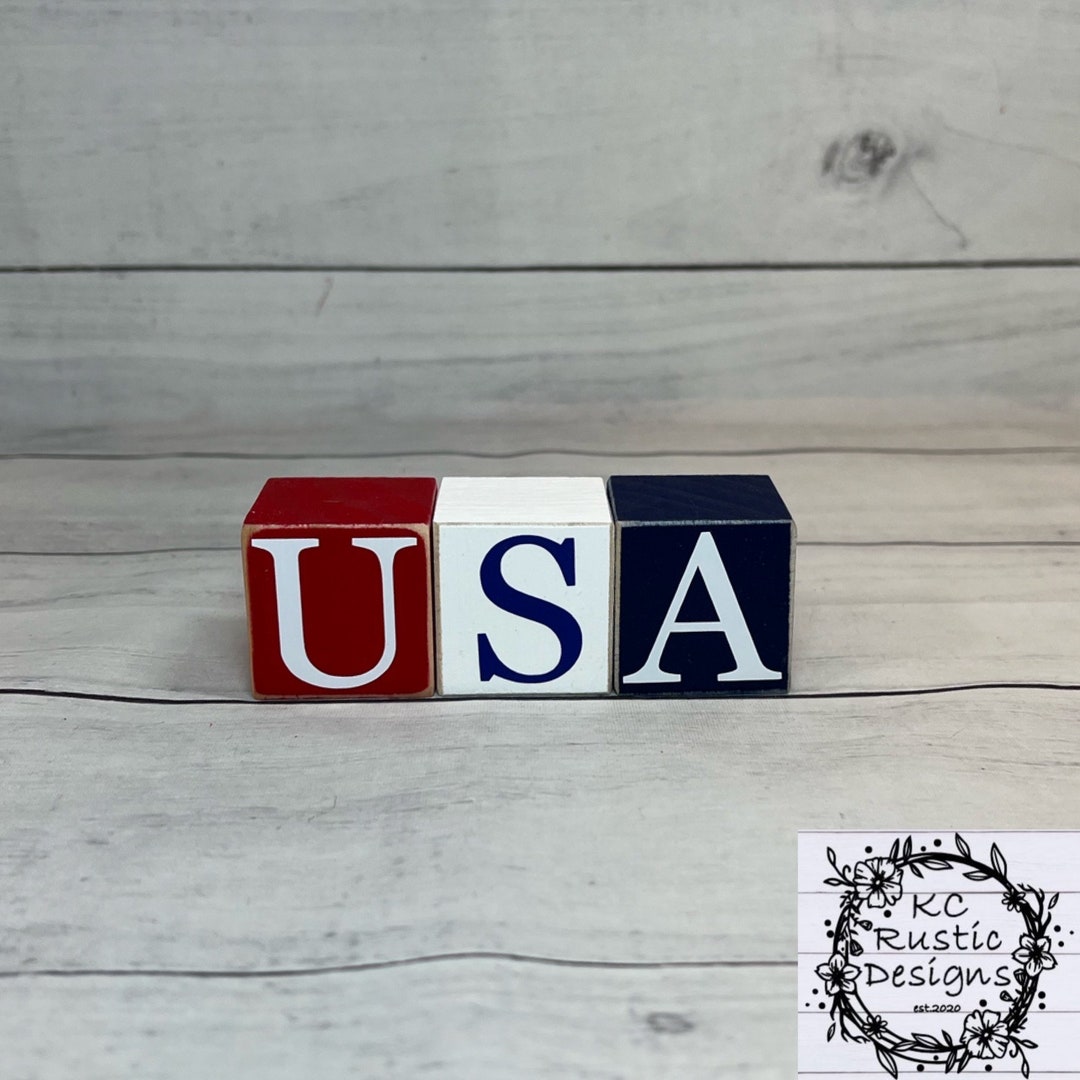 Patriotic Wood Blocks/ 4th of July Decor/ Patriotic Decor/ Tier Tray ...