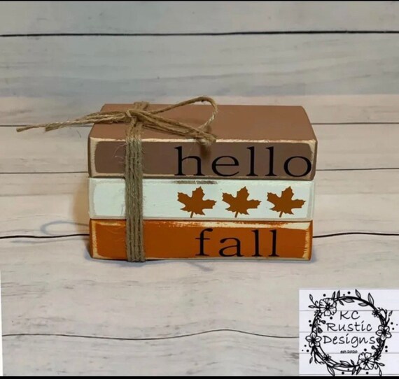 Fall Mini Wood Book Stack/ Tiered Tray Decor/ Farmhouse/ Wood - Etsy