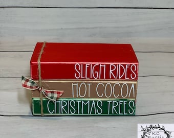 Christmas Mini Wood Book Stack/ Tiered Tray Decor/ Book - Etsy