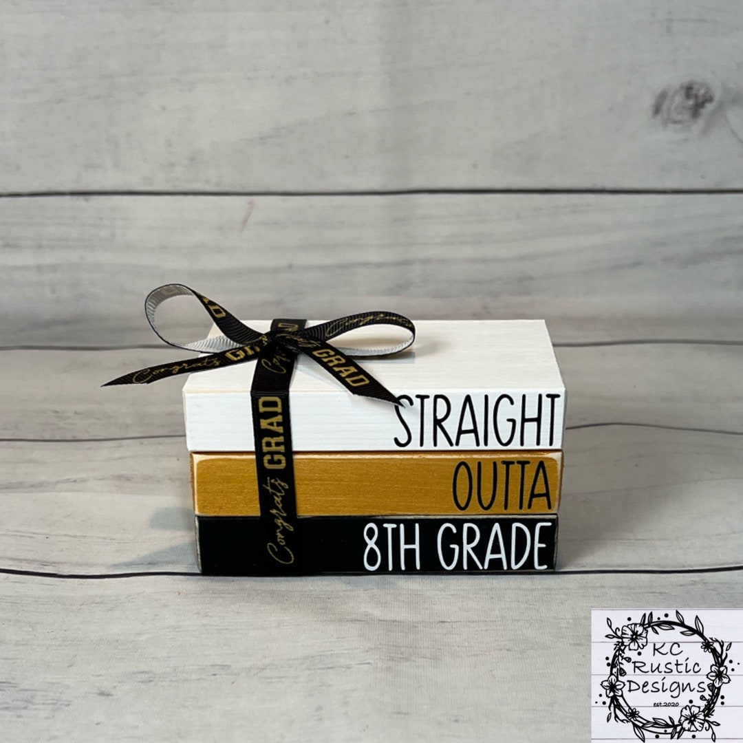 Graduation Mini Wood Book Stack/graduation Tier Tray/8th Grade Graduate ...
